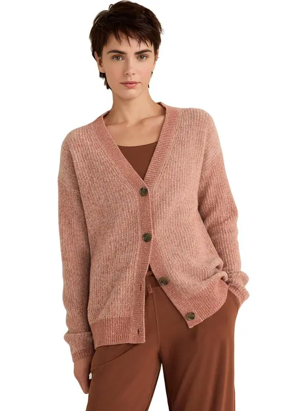 HAVEN WELL WITHIN Cashmere Shaker Stitch Cardigan - Lt Hibiscus,willow Bark