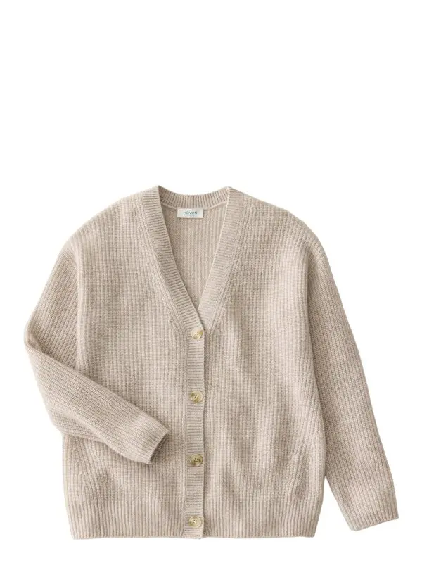 HAVEN WELL WITHIN Cashmere Shaker Stitch Cardigan - Mesa Heather