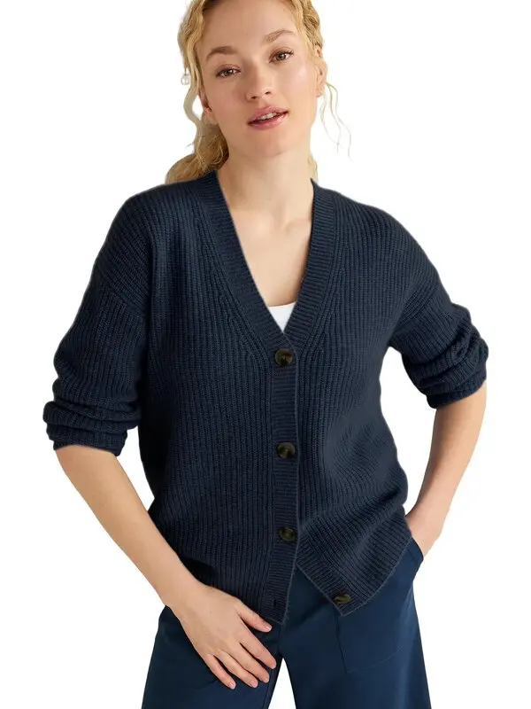 HAVEN WELL WITHIN Cashmere Shaker Stitch Cardigan - Twilight