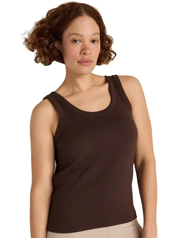 HAVEN WELL WITHIN Organic Cotton Scoop Neck Tank Top - Coffee Bean
