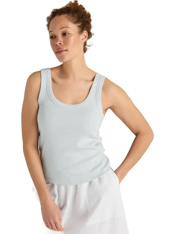 HAVEN WELL WITHIN Organic Cotton Scoop Neck Tank Top - Ice Blue