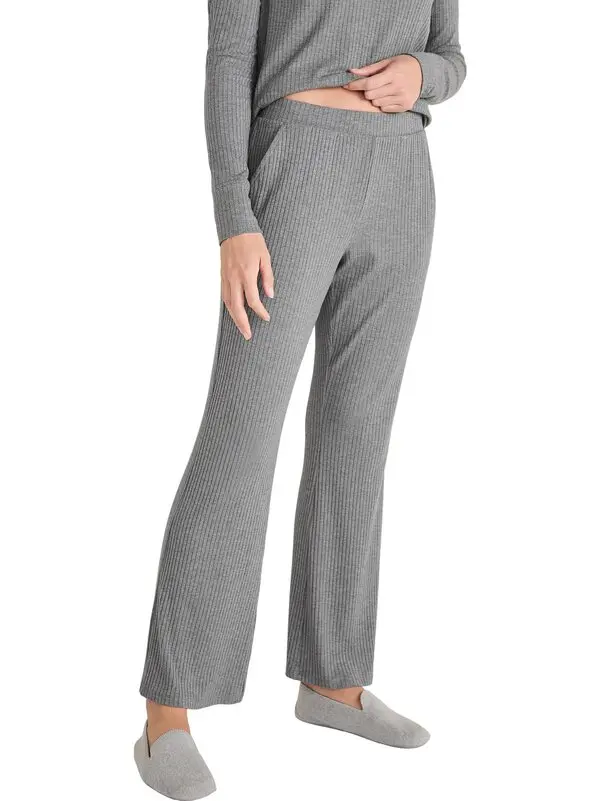 HAVEN WELL WITHIN Drapey Rib Knit Wide Leg Pants - Graphite Heather
