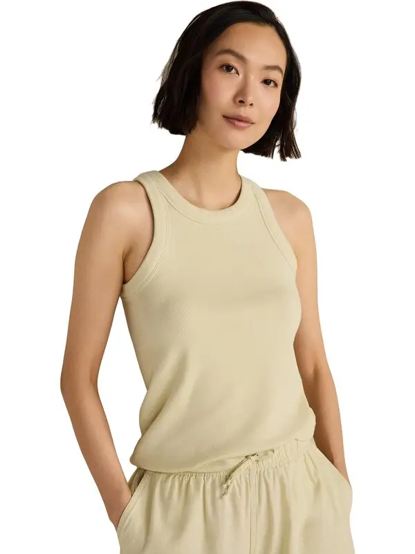 HAVEN WELL WITHIN Organic Cotton Ribbed Racerback Tank - Celery Leaf