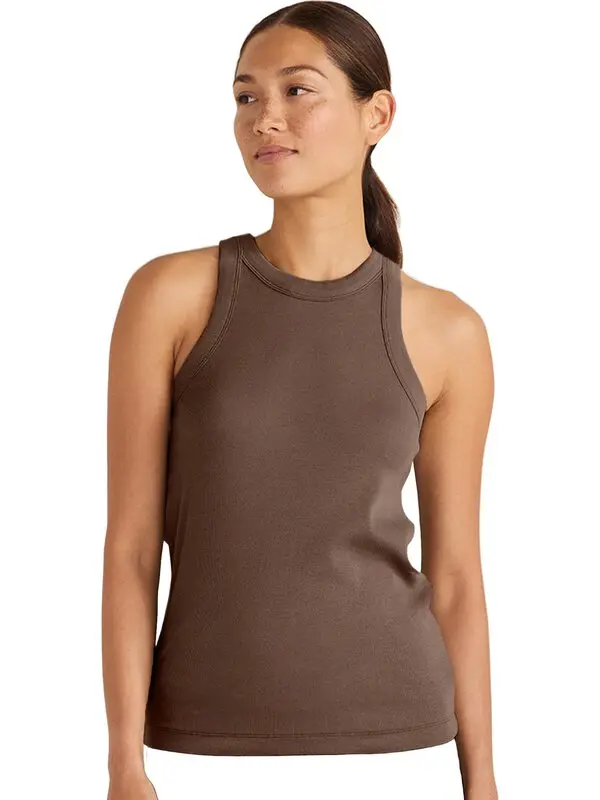 HAVEN WELL WITHIN Organic Cotton Racerback Tank Top - Deep Mocha