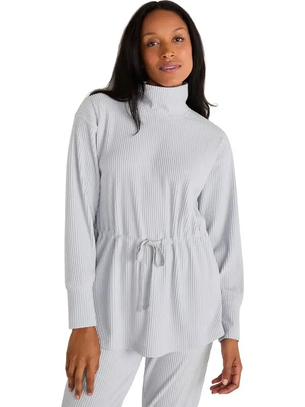HAVEN WELL WITHIN Ottoman Rib Drawstring-waist Tunic - Heron