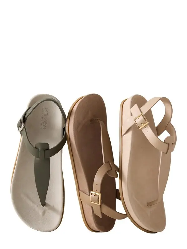 HAVEN WELL WITHIN Leather And Suede Thong Sandal - Mousse