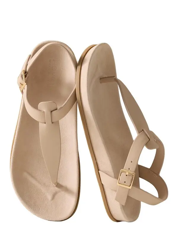 HAVEN WELL WITHIN Leather And Suede Thong Sandal - Mousse