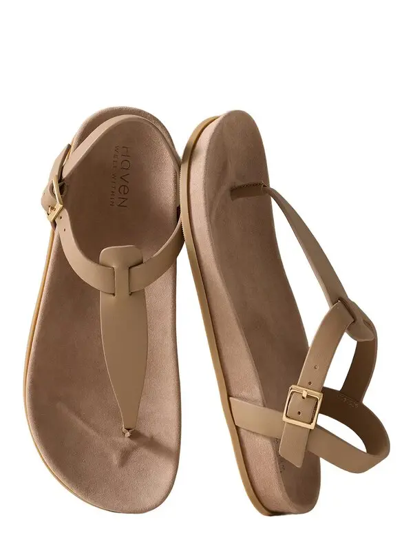 HAVEN WELL WITHIN Leather And Suede Thong Sandal - Portabella