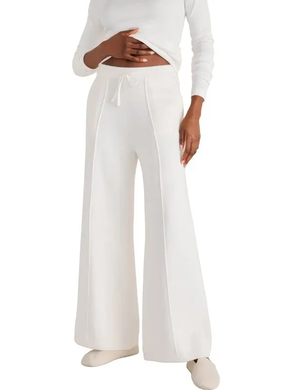 HAVEN WELL WITHIN Organic Cotton Pintuck Wide Leg Pants - Ivory