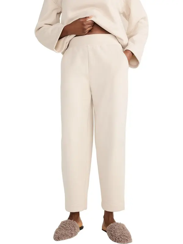 HAVEN WELL WITHIN Luxe Fleece Barrel-leg Pants - Cafe Latte