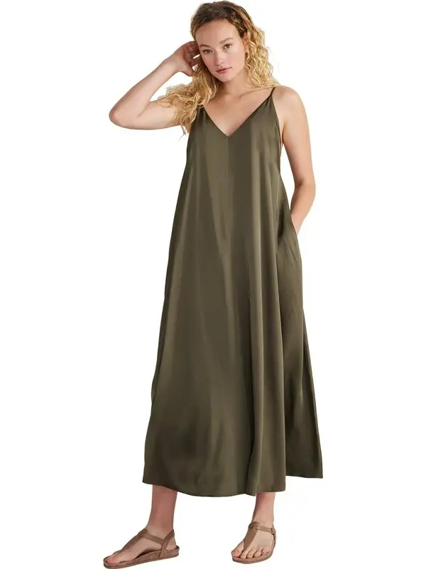 HAVEN WELL WITHIN Silky Maxi Dress - Tuscan Olive