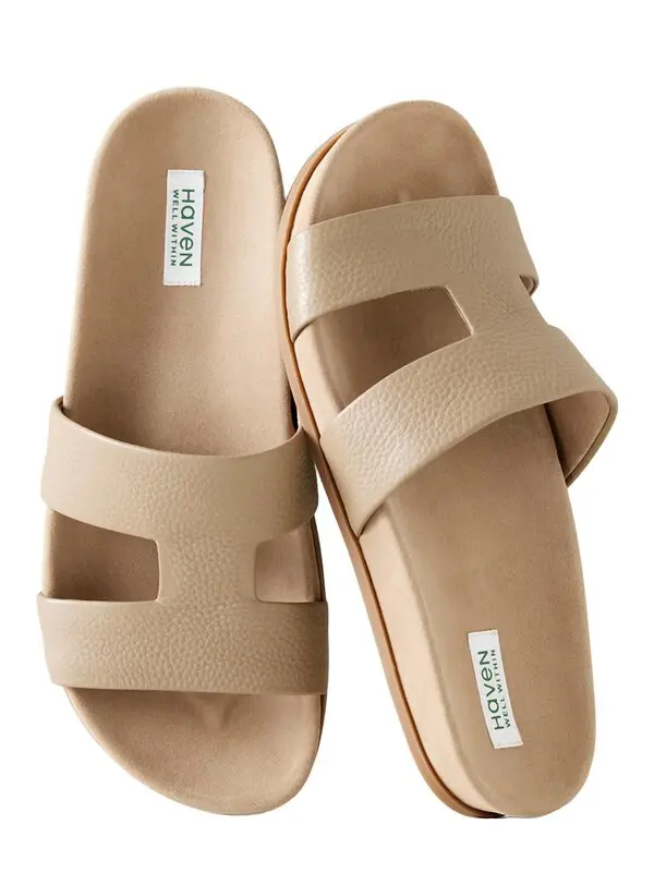 HAVEN WELL WITHIN Pebbled Cutout Slides - Fawn