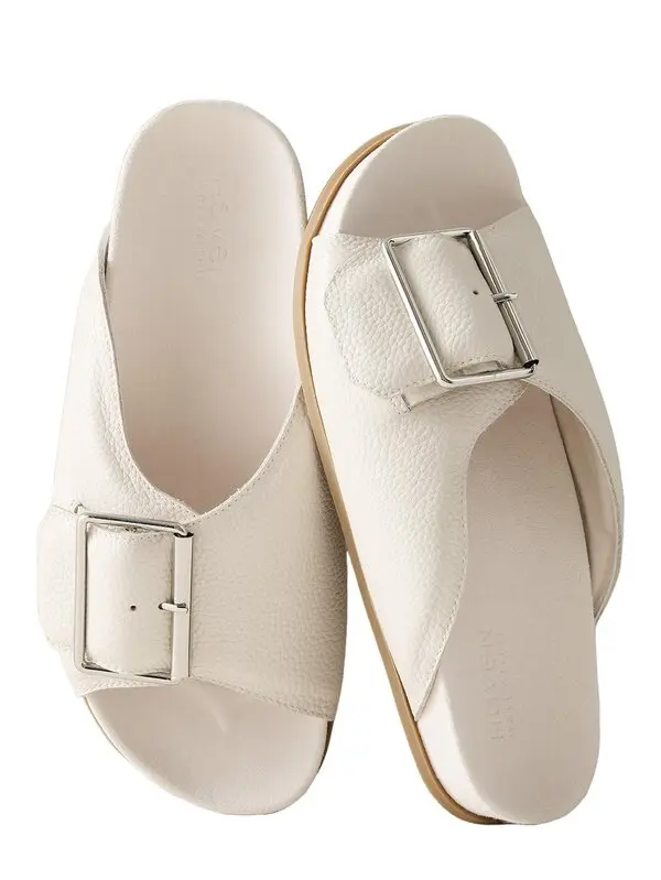 HAVEN WELL WITHIN Leather Buckle Slides - Light Stone
