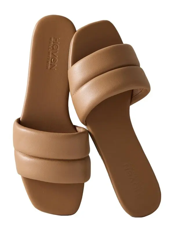 HAVEN WELL WITHIN Quilted Leather Slides - Vachetta