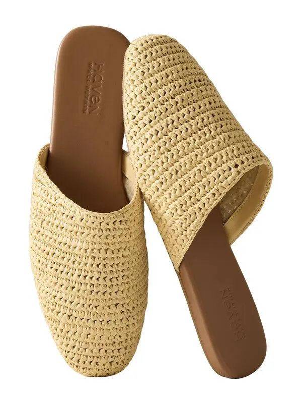 HAVEN WELL WITHIN Woven Straw Mules - Natural