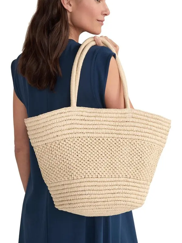 HAVEN WELL WITHIN Large Rounded Straw Tote Bag - Natural