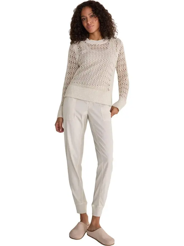 HAVEN WELL WITHIN Organic Cotton Linen Open Stitch Crewneck Sweater - Full Moon