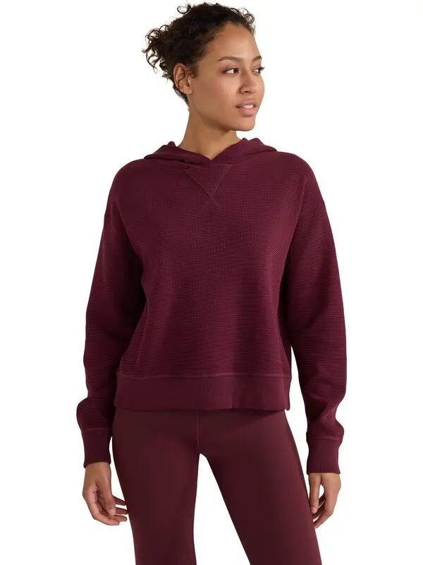 HAVEN WELL WITHIN Organic Cotton Waffle Knit Hoodie - Burgundy Berry