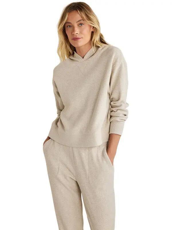 HAVEN WELL WITHIN Organic Cotton Waffle Knit Hoodie - Fawn Heather