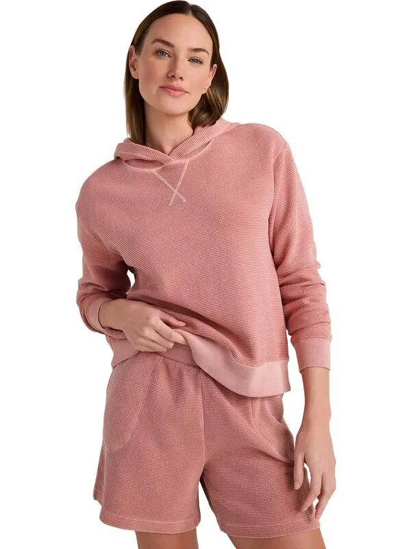 HAVEN WELL WITHIN Organic Cotton Waffle Knit Hoodie - Garment Dye Ash Rose