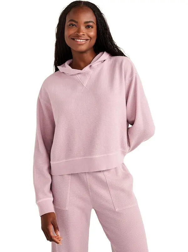HAVEN WELL WITHIN Organic Cotton Waffle Hoodie - Garment Dye Bright Mauve