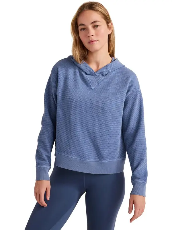 HAVEN WELL WITHIN Organic Cotton Waffle Knit Hoodie - Garment Dye Lake