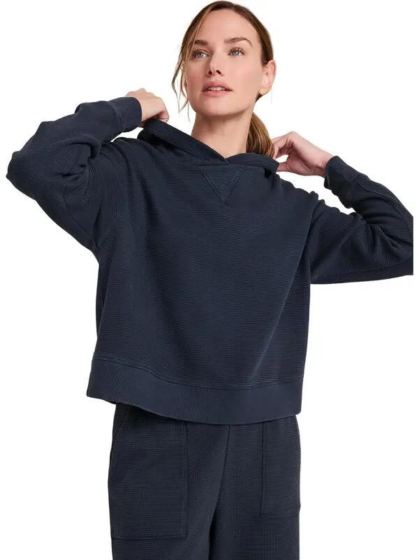 HAVEN WELL WITHIN Organic Cotton Waffle Knit Hoodie - Garment Dye Nightfall