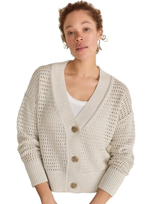 HAVEN WELL WITHIN Organic Cotton Open Stitch Cardigan - Full Moon