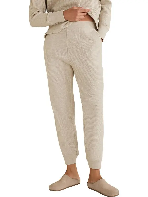 HAVEN WELL WITHIN Organic Cotton Waffle Knit Joggers - Fawn Heather