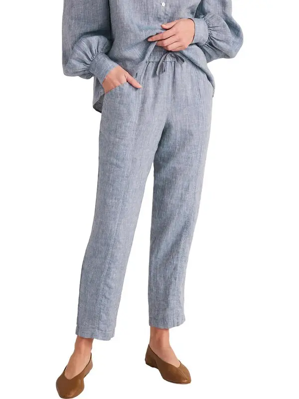 HAVEN WELL WITHIN Linen Straight Leg Pants - Navy X Dye