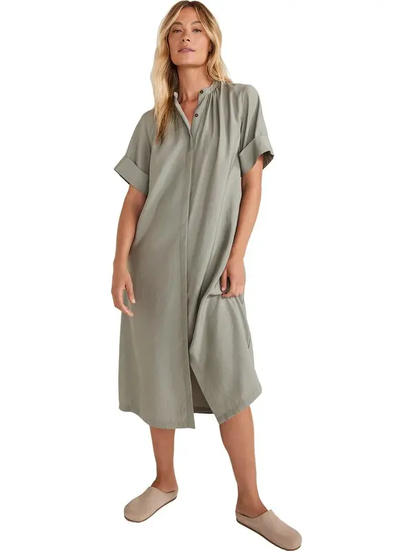 HAVEN WELL WITHIN Luxe Modal Short Sleeve Midi Dress - Vetiver