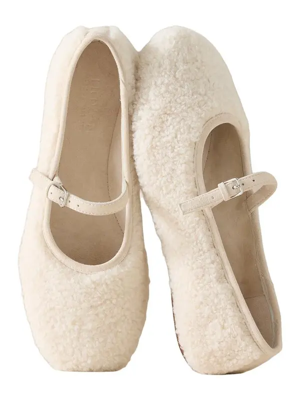 HAVEN WELL WITHIN Sherpa Mary Jane Ballet Flats - Natural