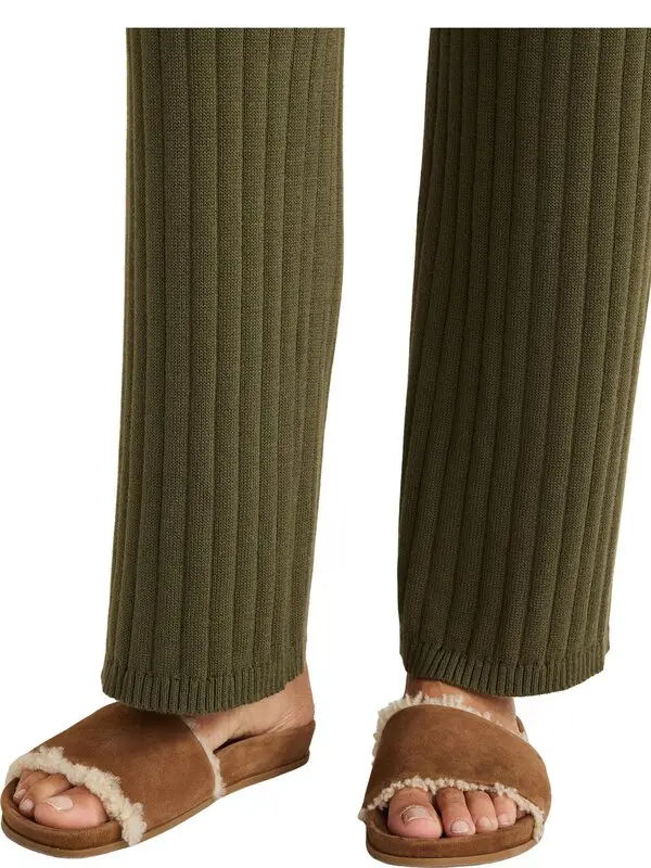 HAVEN WELL WITHIN Suede And Sherpa Molded Slides - Dk Vachetta