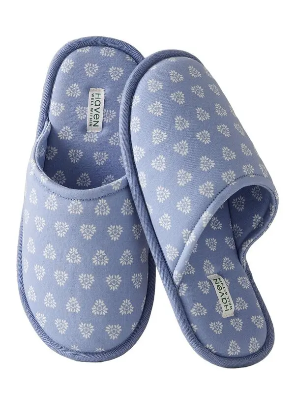 HAVEN WELL WITHIN Foulard Print Slip-on Slippers - Eventide,ivory