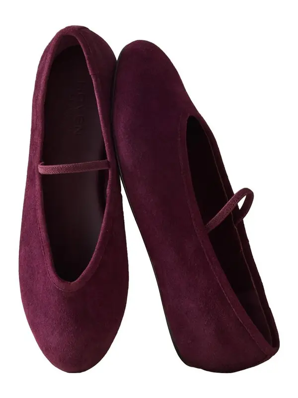 HAVEN WELL WITHIN Suede Mary Jane Ballet Flats - Burgundy Berry