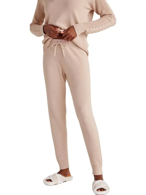 HAVEN WELL WITHIN Organic Cotton Cashmere Cable Knit Joggers - Rose Dust
