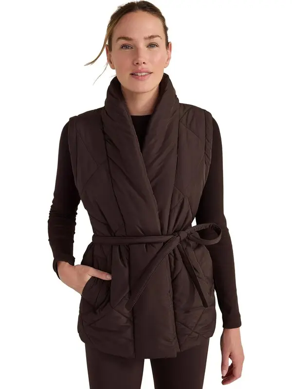 HAVEN WELL WITHIN Quilted Puffer Belted Vest - Blackcurrant