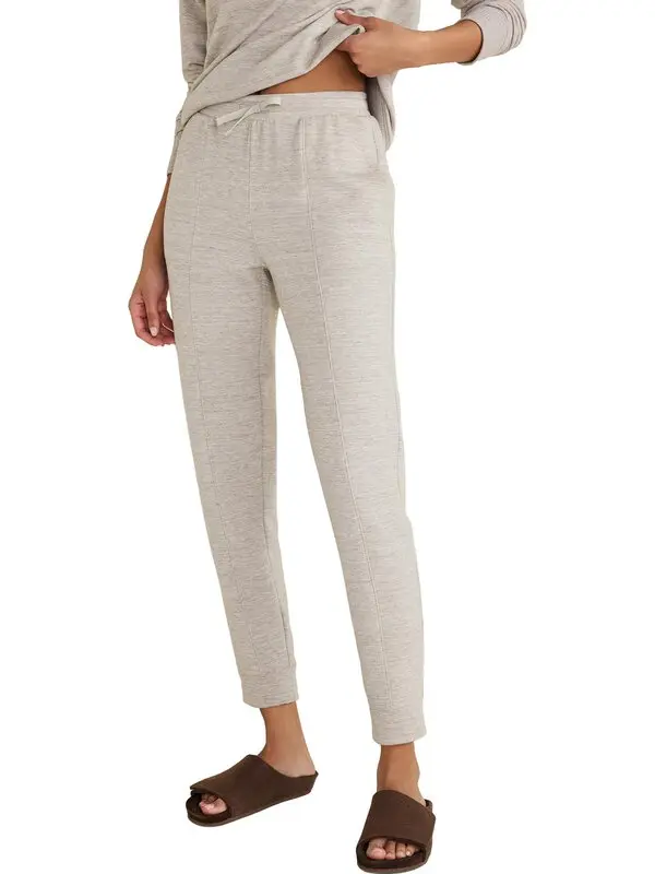 HAVEN WELL WITHIN Fleece Pintuck Joggers - Taupe Heather