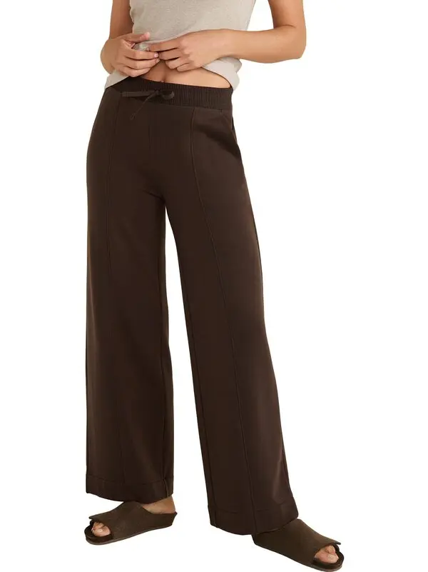 HAVEN WELL WITHIN Fleece Wide Leg Lounge Pants - Java