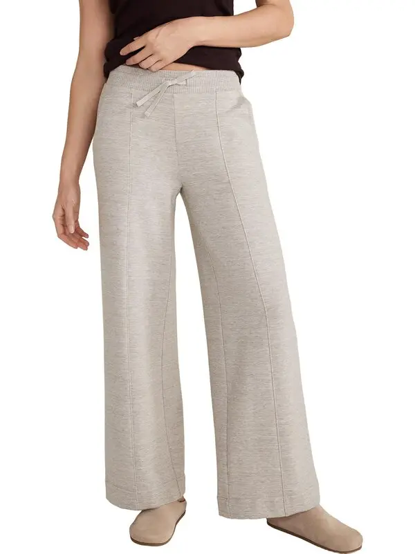 HAVEN WELL WITHIN Fleece Wide Leg Lounge Pants - Taupe Heather