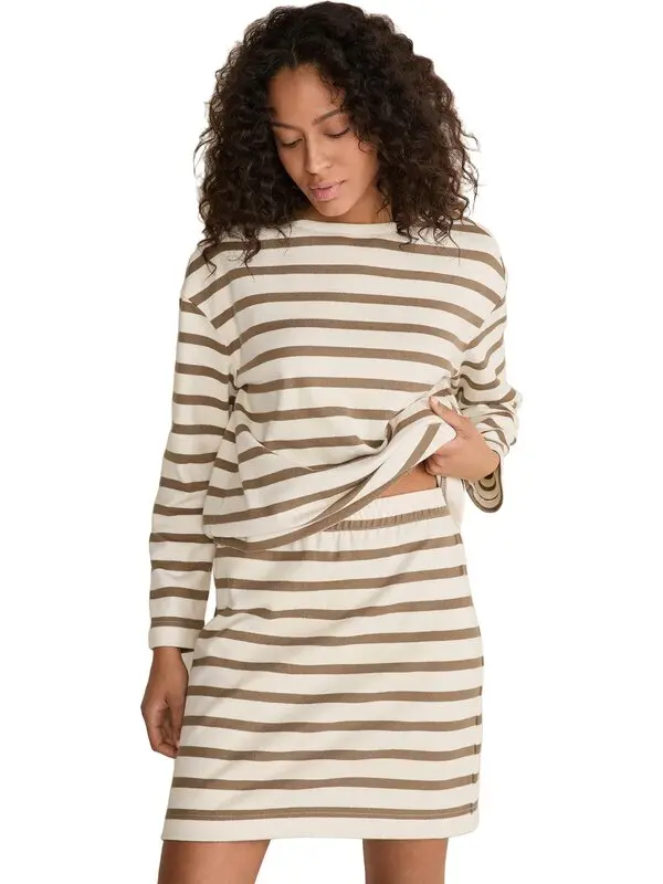 HAVEN WELL WITHIN Organic Cotton Stripe Skirt - Ivory,driftwood