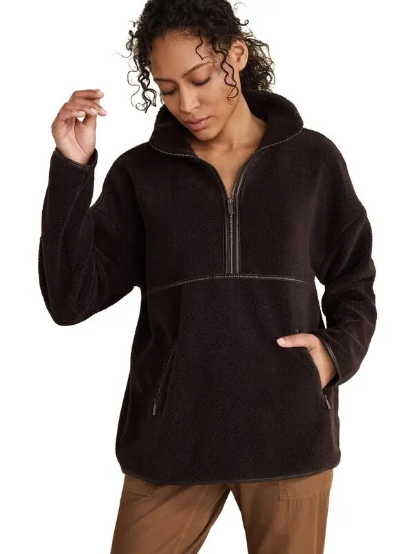 HAVEN WELL WITHIN Faux Sherpa Half Zip Pullover - Blackcurrant