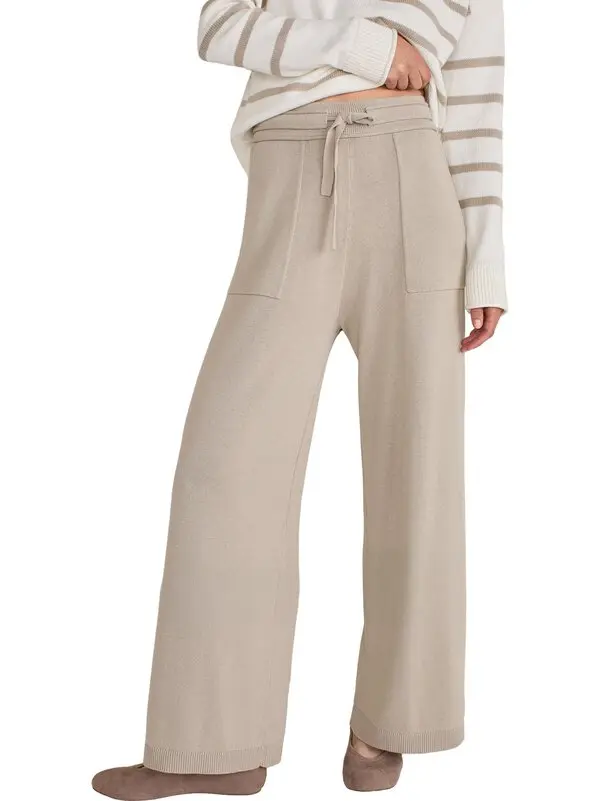 HAVEN WELL WITHIN Organic Cotton Knit Wide Leg Pants - Tule Fog