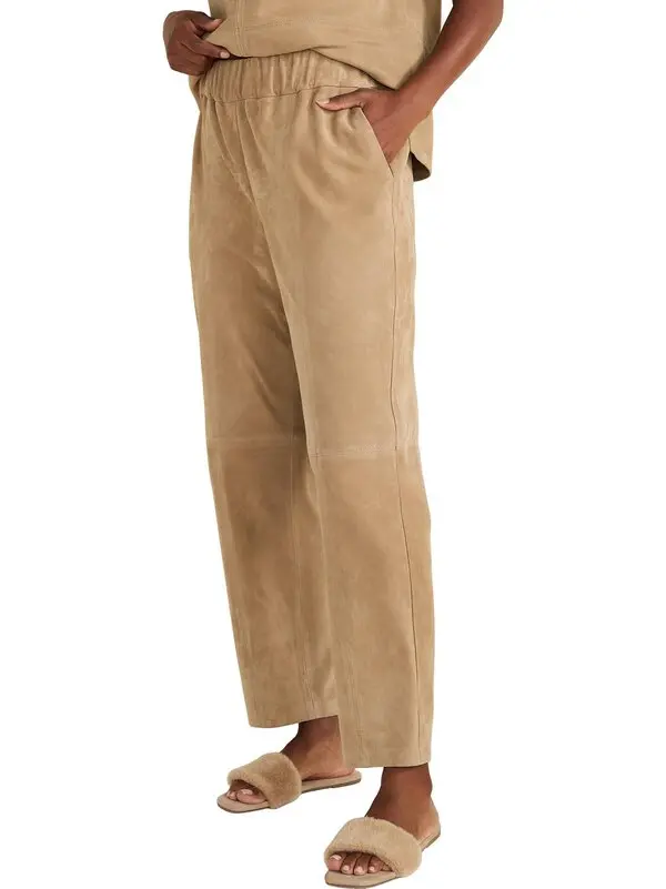 HAVEN WELL WITHIN Suede Tapered Leg Pants - Nougat Suede