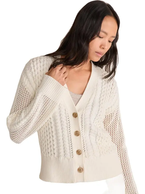 HAVEN WELL WITHIN Cotton Blend Mixed Stitch Cardigan - Ivory