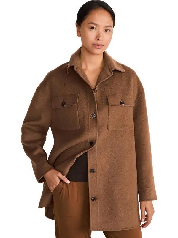 HAVEN WELL WITHIN Wool Blend Oversized Shacket - Caribou