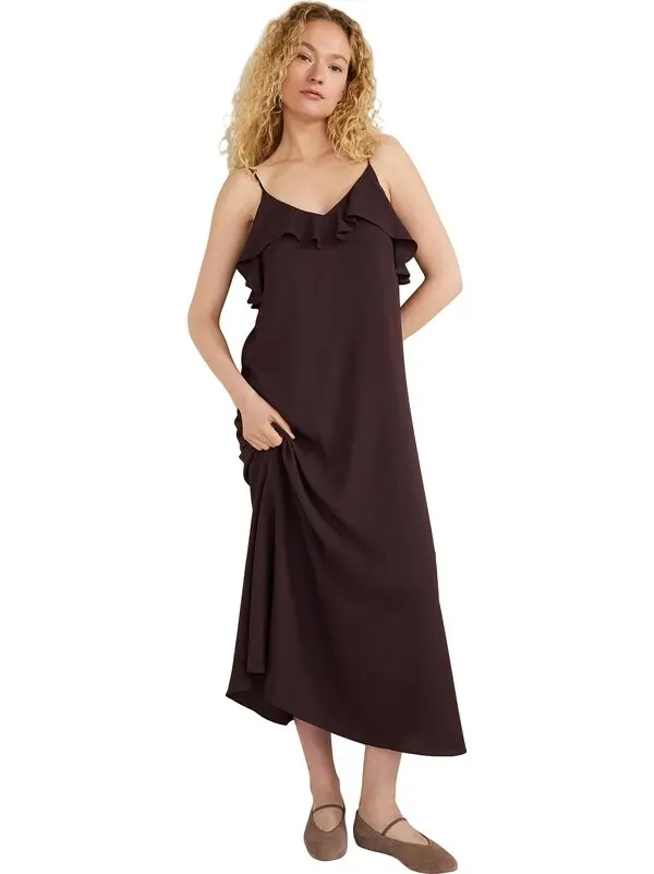 HAVEN WELL WITHIN Georgette Flounce Maxi Dress - Blackcurrant