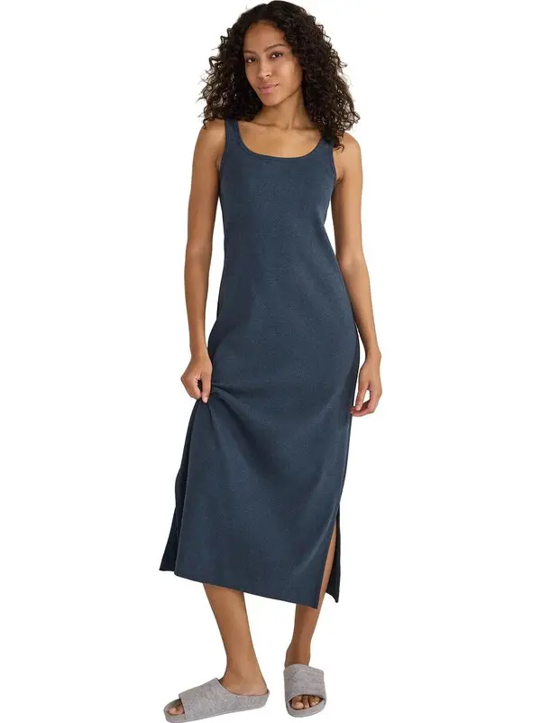 HAVEN WELL WITHIN Organic Cotton Rib Knit Midi Dress - Twilight Hthr
