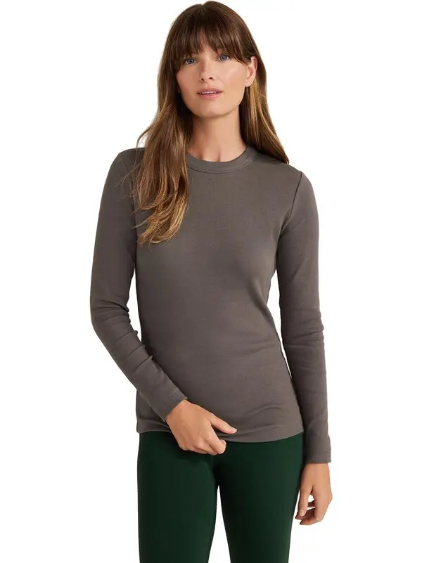 HAVEN WELL WITHIN Organic Cotton Ribbed Long Sleeve Crewneck Tee - Rainfall