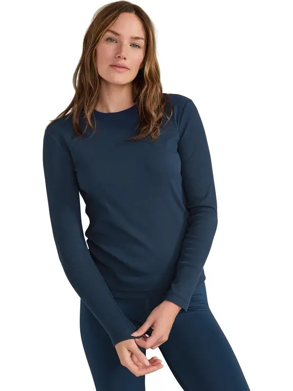 HAVEN WELL WITHIN Organic Cotton Ribbed Long Sleeve Crewneck T-shirt - Twilight